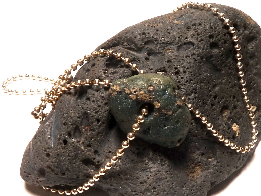 WATERFALL Slag Sea Glass Necklace Silver Plated Ball Chain Jewelry ...