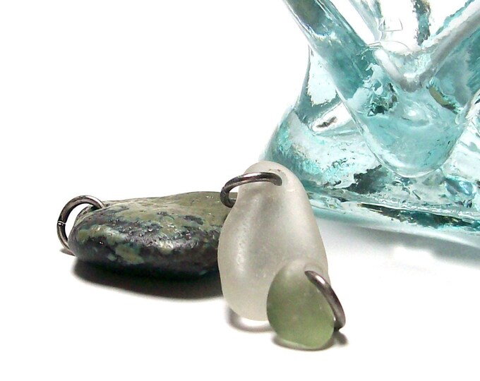 Sea Slag Glass Beach Stones Jewelry Charmgs Beads Dangles water Logged ...