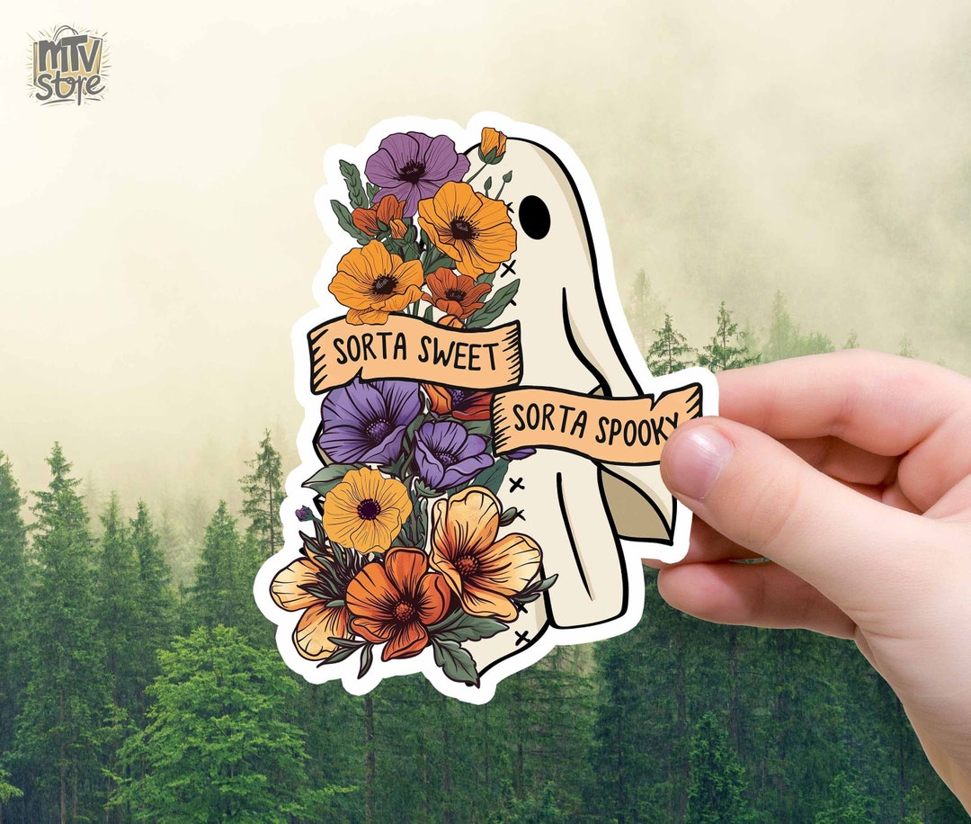 Sorta Sweet Sorta Spooky Stickers, Floral Boo Stickers, Halloween ...