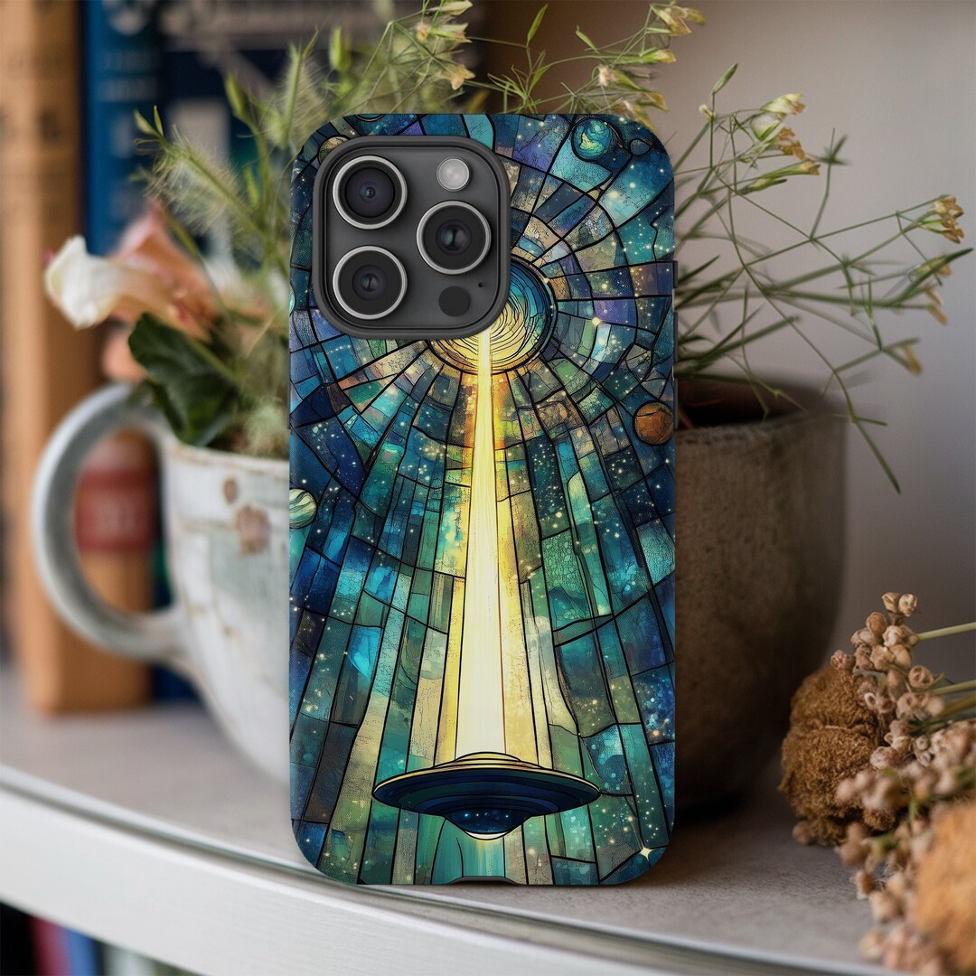 UFO Alien Starseed Stained Glass Phone Case, Aesthetic Phone Cover for ...