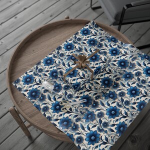 Classy Blue Floral Pattern Luxury Wrapping Paper, Decorative Flower ...