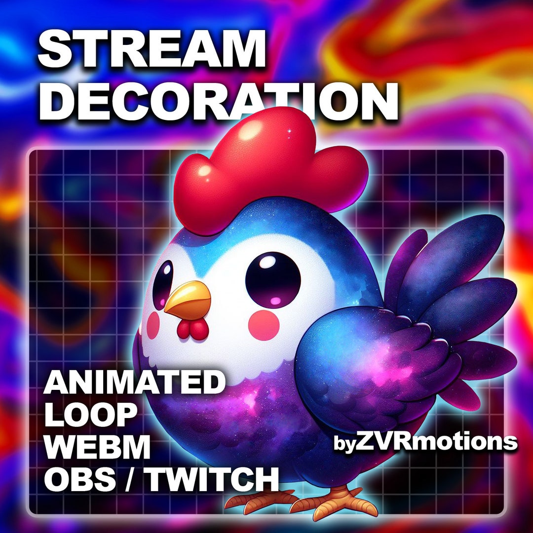 Animated Stream, Rooster, Chibi Overlay, Kawaii Stream, Vtuber Pet ...