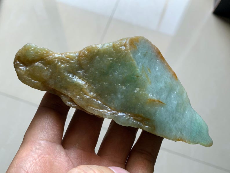 Burmese Jadeite Carving Stone Slab: Yellow Green Jade Gem Material - Etsy