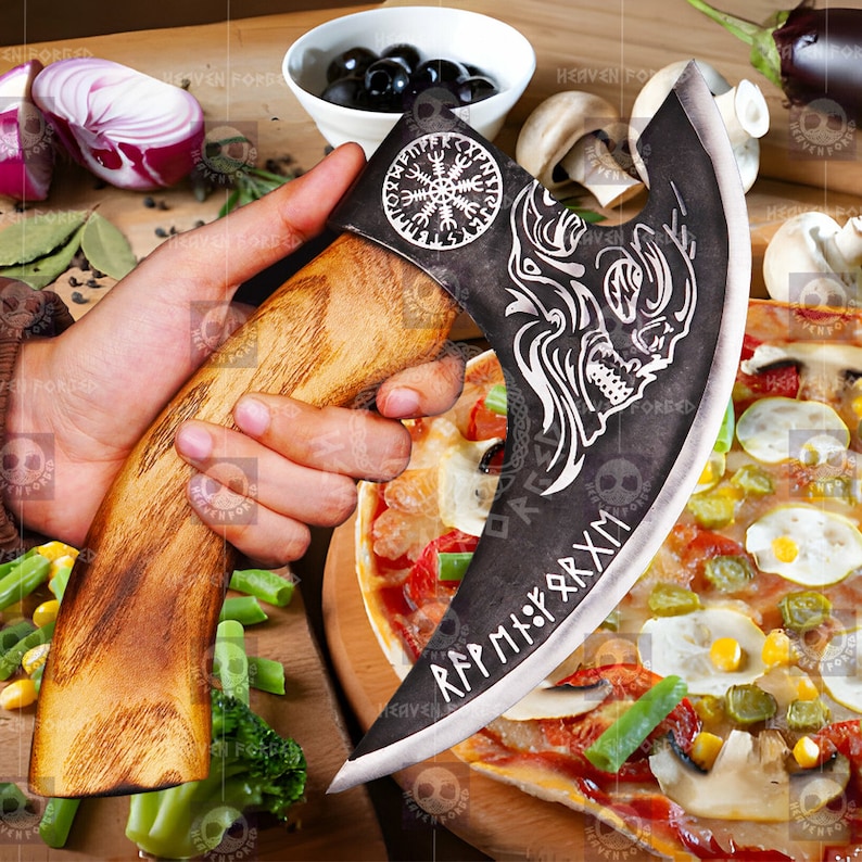 Heaven Forged Viking Pizza Cutter Axe , the Original Custom Hand Forged ...