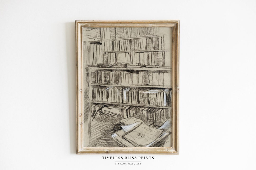 Books Library Art Printable Digital Download | White Academia Print ...
