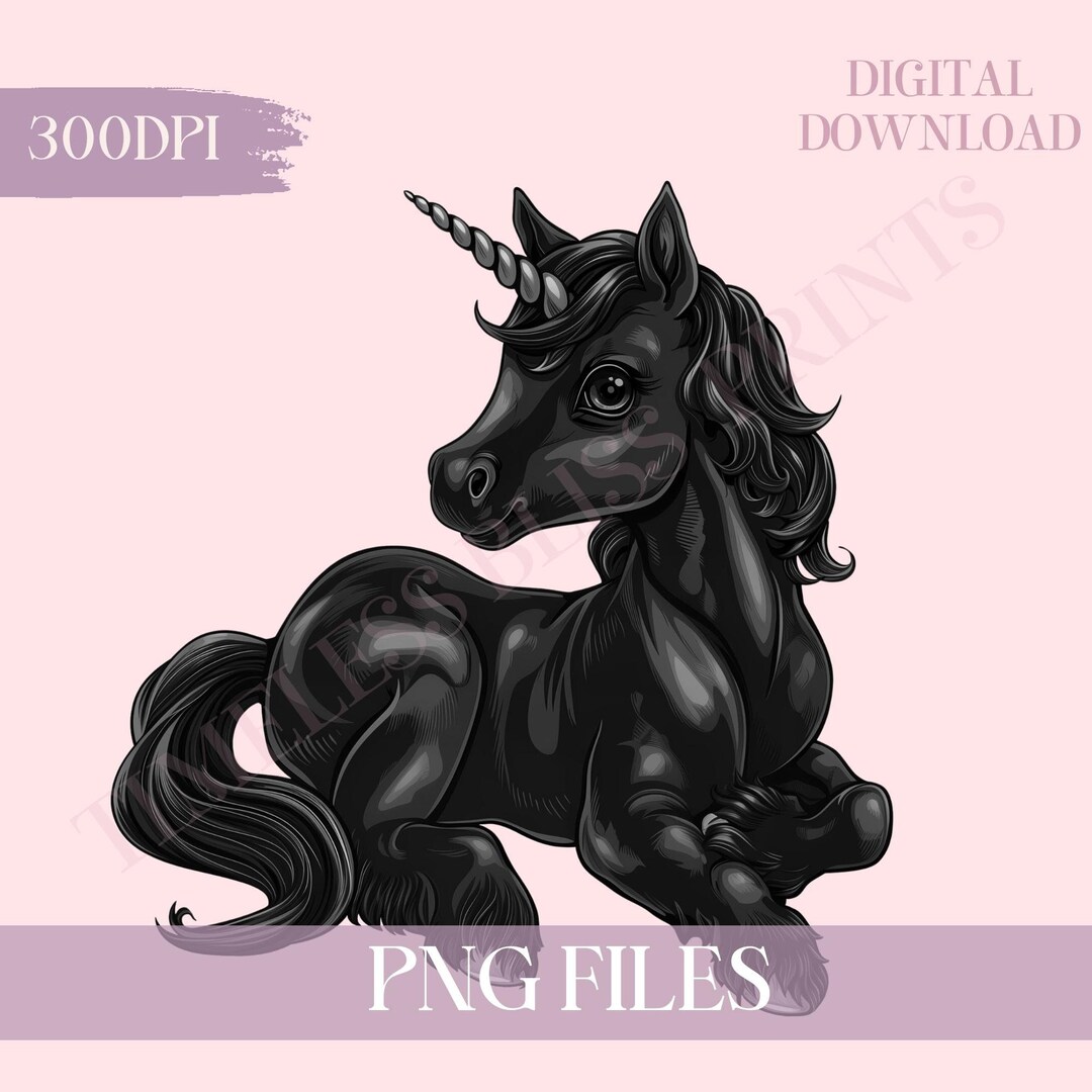 Halloween Black Unicorn PNG Cute Unicorn Baby Clipart PNG File Crafting ...