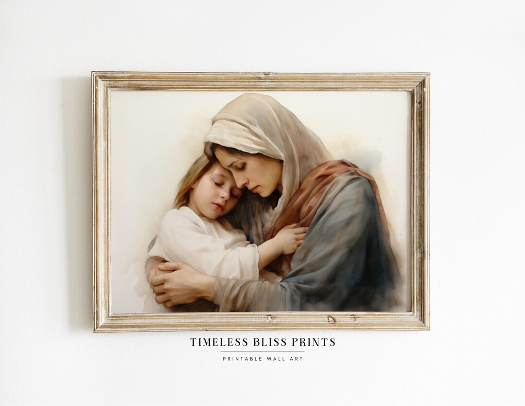 Printable Mary Holding Jesus Digital Download | Christian Wall Art ...