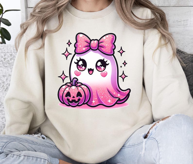 Coquette Ghost PNG Cute Pink Ghost PNG Pink Halloween Clipart Glitter ...