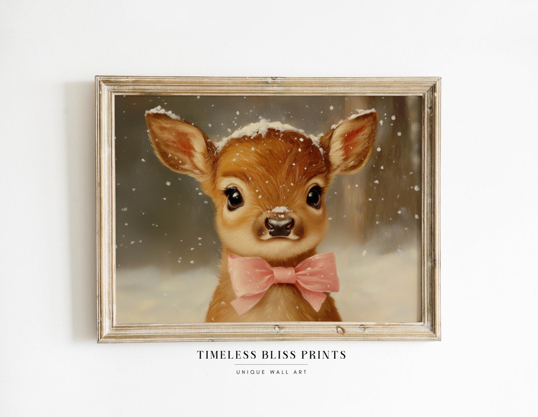 Winter Fawn Print Digital Download | Cute Baby Deer Christmas Wall Art ...
