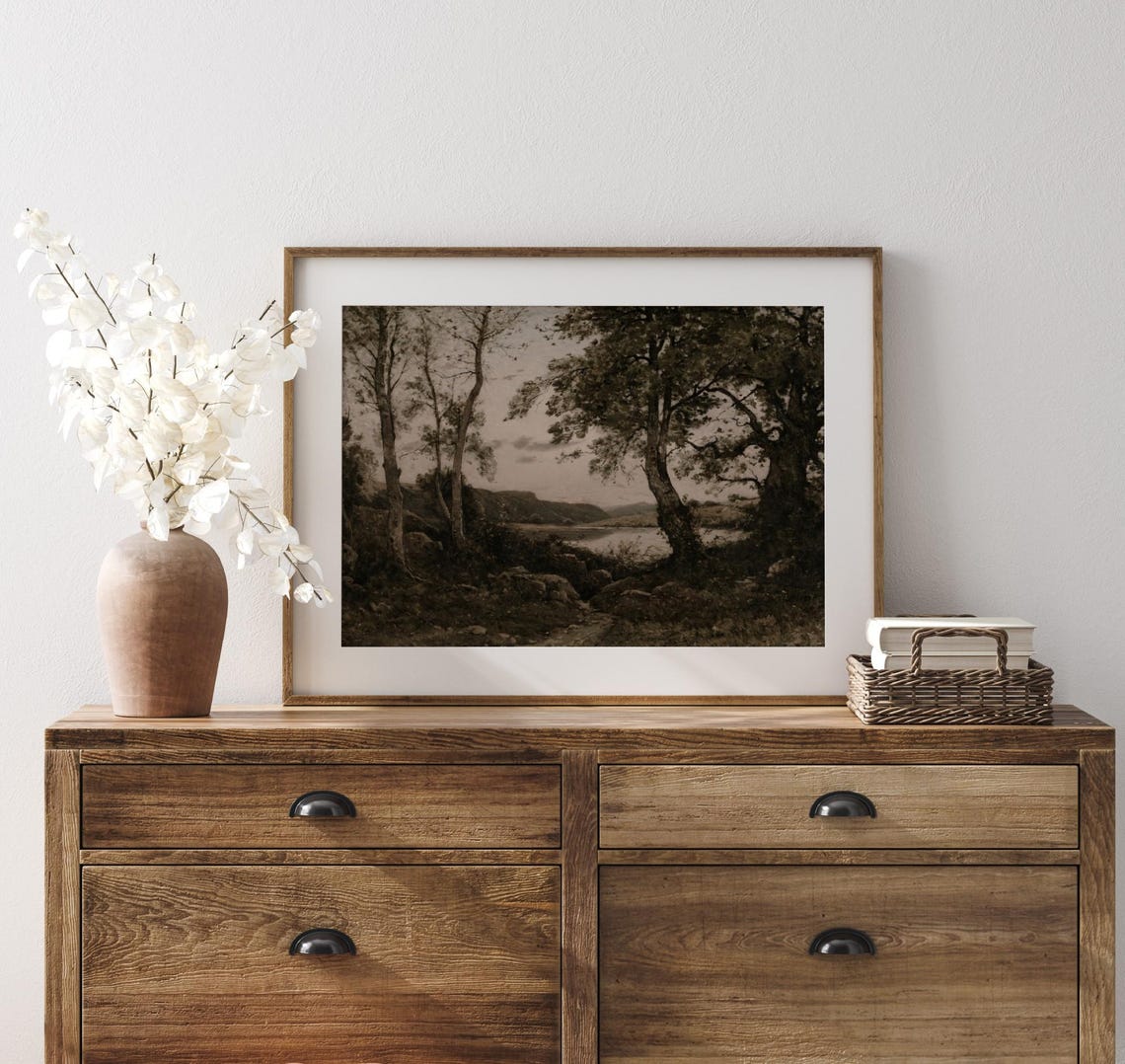Antique Moody Print Landscape Wall Art Digital Download | Dark Moody ...