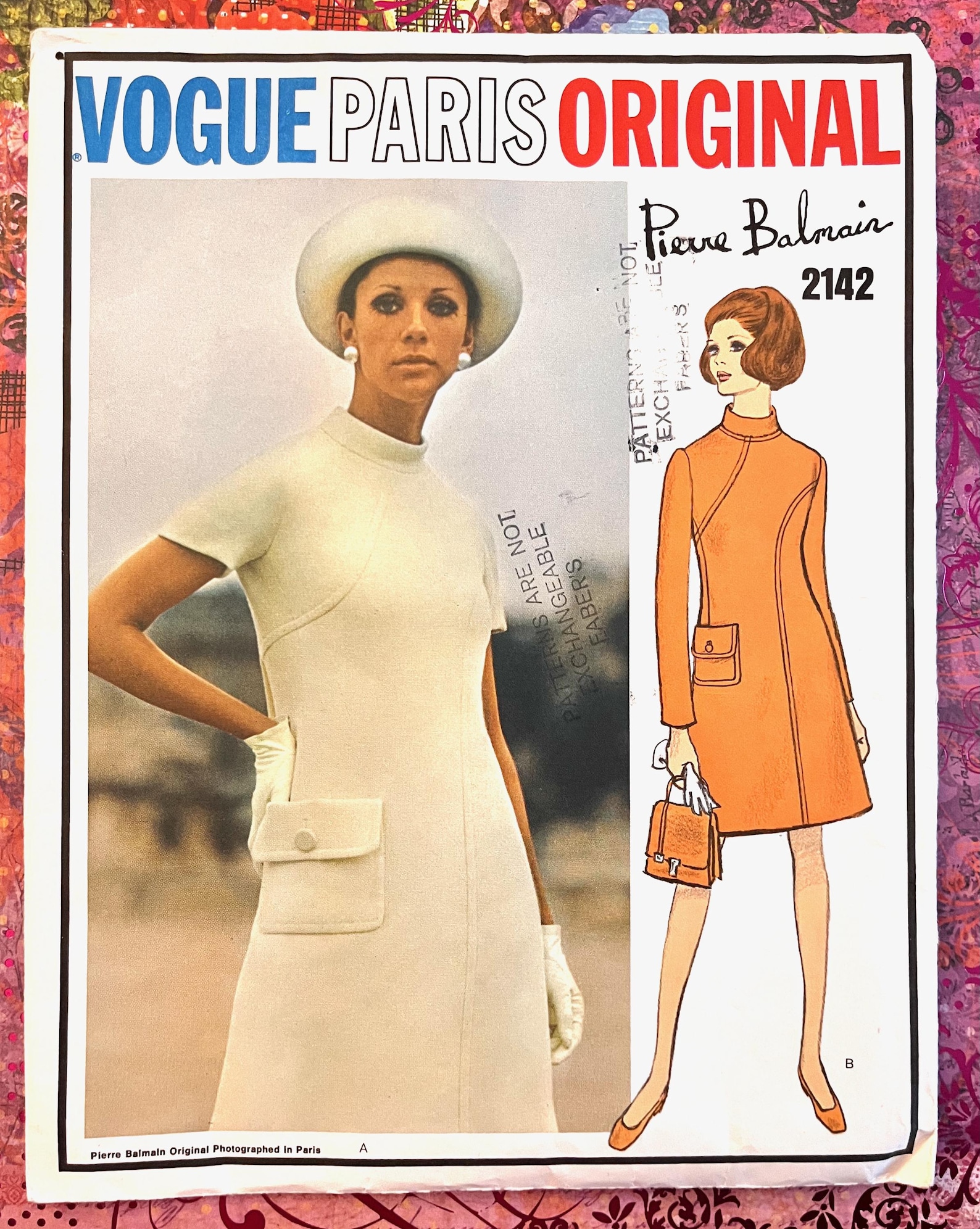 Vintage 1960's Pierre Balmain Women's Dress Pattern - Vogue 2142 - Size ...