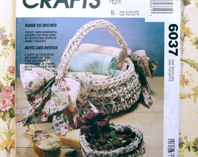 Rag Crochet Baskets, Rug, Placemat and Chair Pad Pattern Mccall's 6037 ...