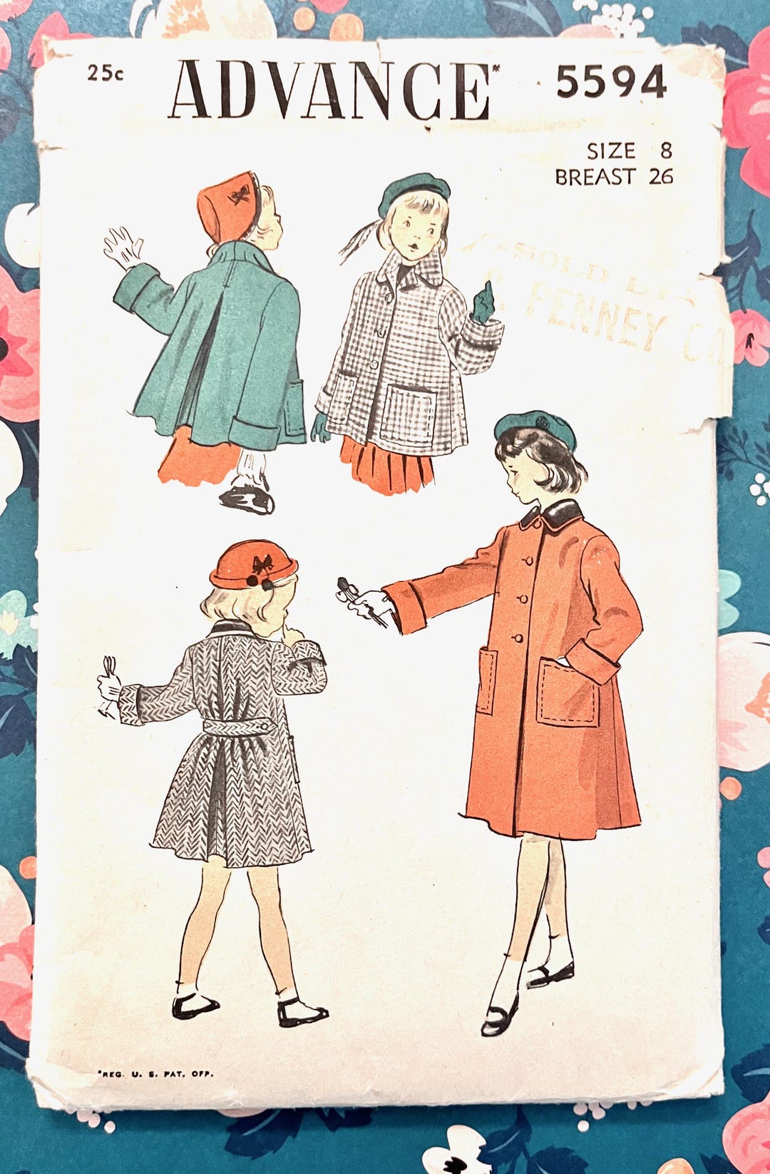 Vintage 1950s Girl's Swing Coat Sewing Pattern - Advance 5594 Size 8 - Etsy