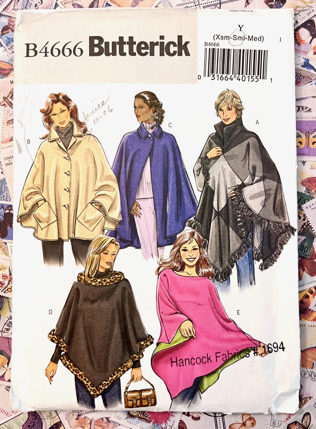 Vintage Poncho Cape Coat Sewing Pattern - Butterick 4666 - Sizes Xsm ...