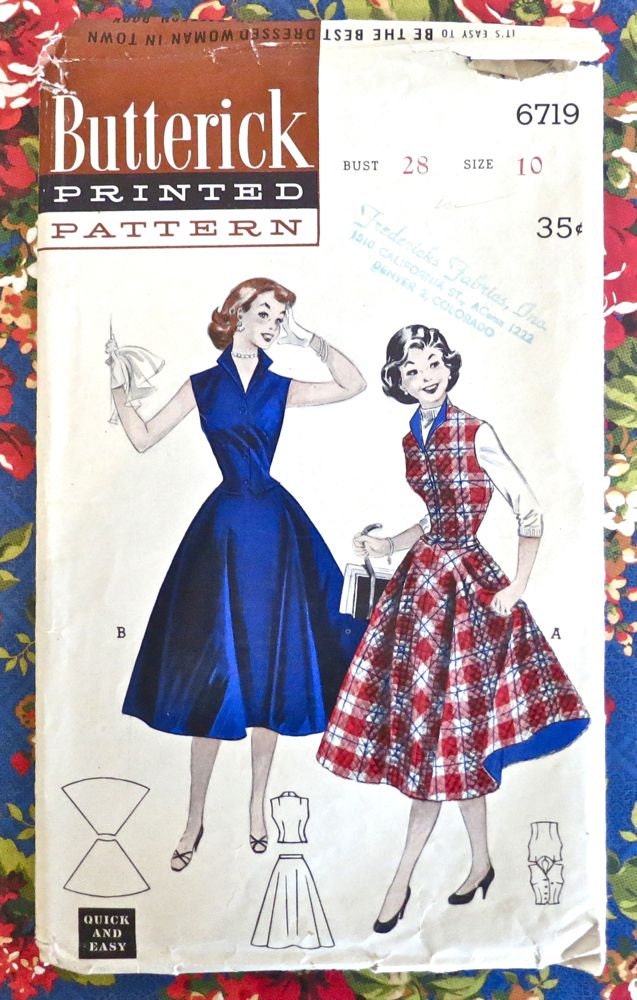 Vintage 1950s Teen Girls Dress Pattern Two Piece With Skirt and Weskit ...