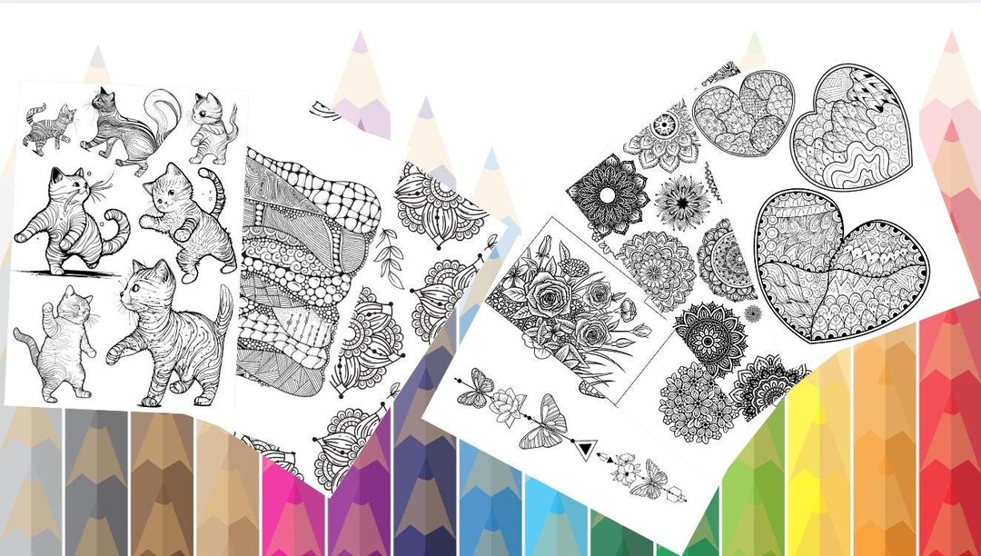 100 Coloring Pages Ready for Print | Digital Coloring Book | Printable ...