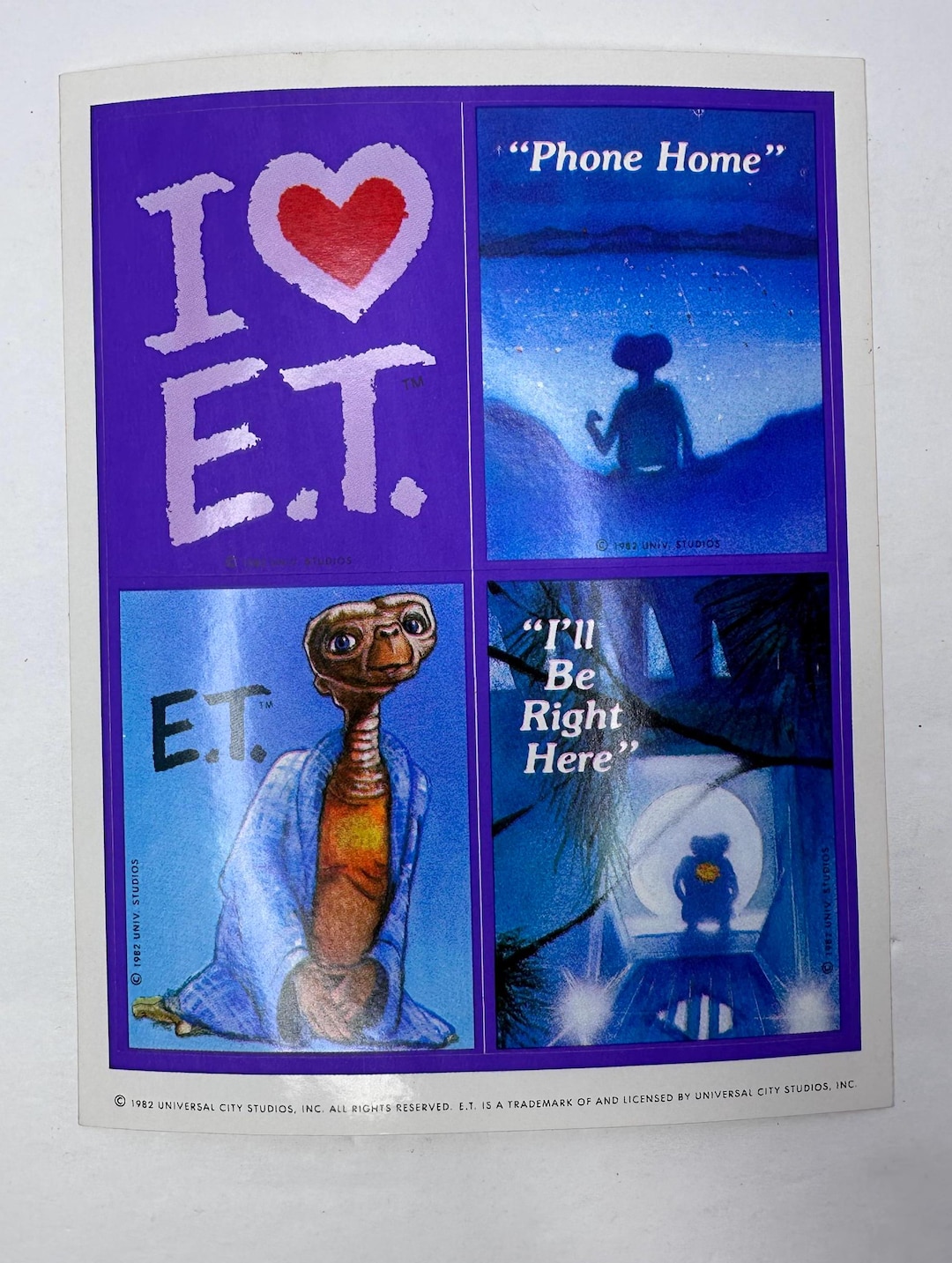 Set of 4 E.T. Stickers 1982 Universal City Studios Vintage - Etsy