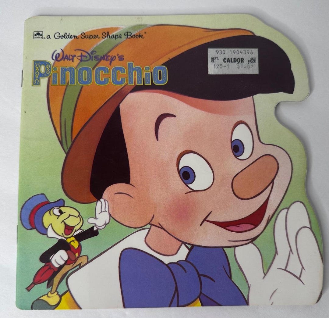 Disney Pinocchio Golden Super Shape Book 1988 - Etsy