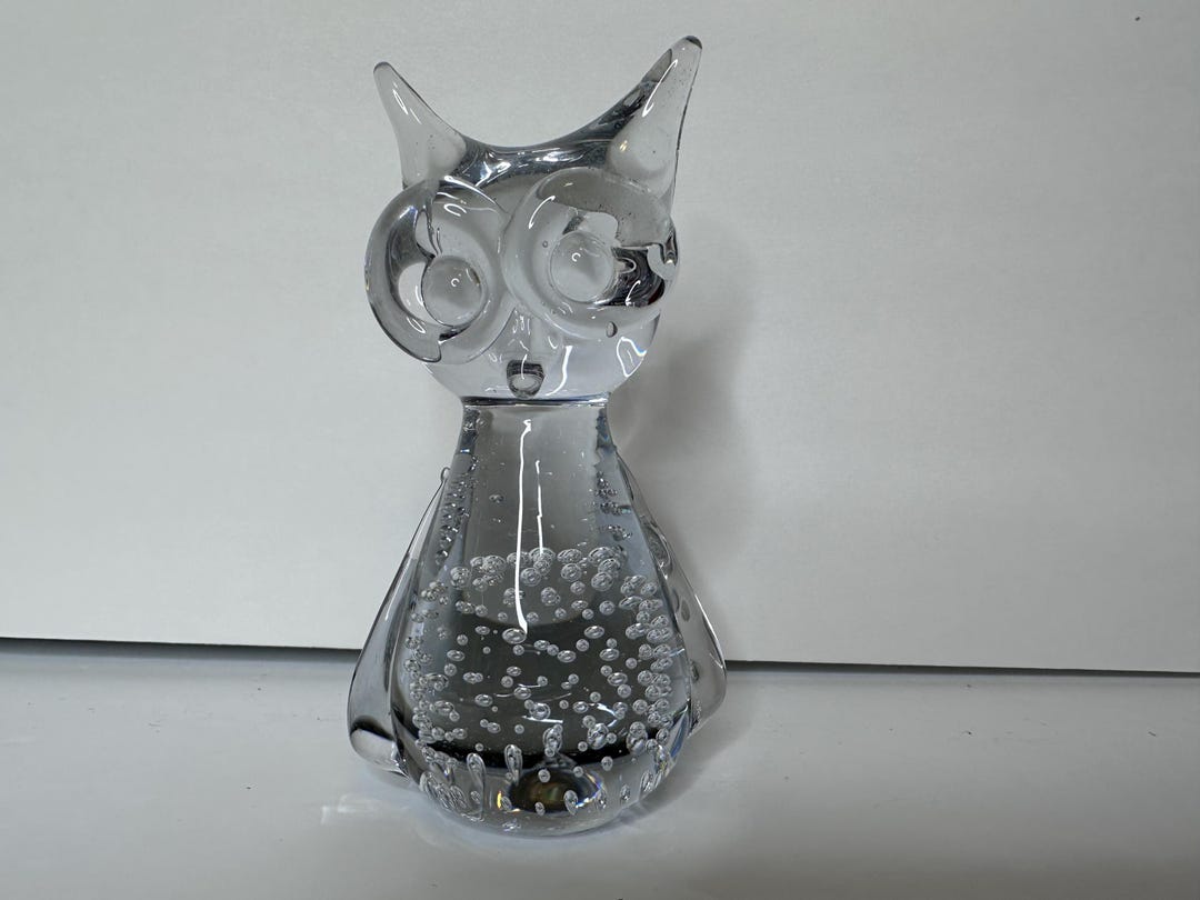 Vintage Clear Glass Owl Paperweight 4.5” - Etsy