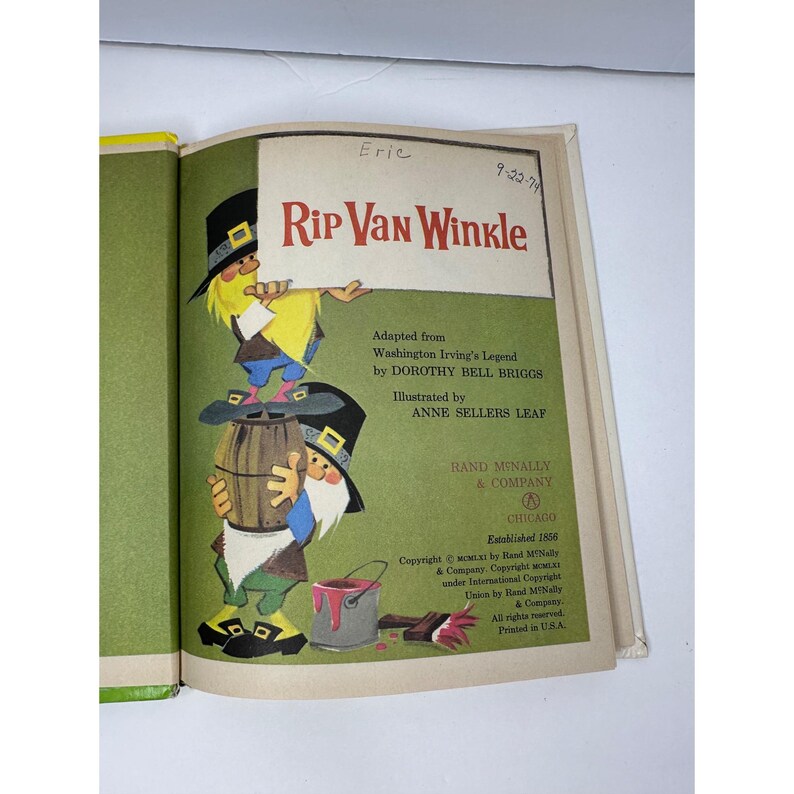 Vintage 1961 Rip Van Winkle Kid’s Book - Etsy