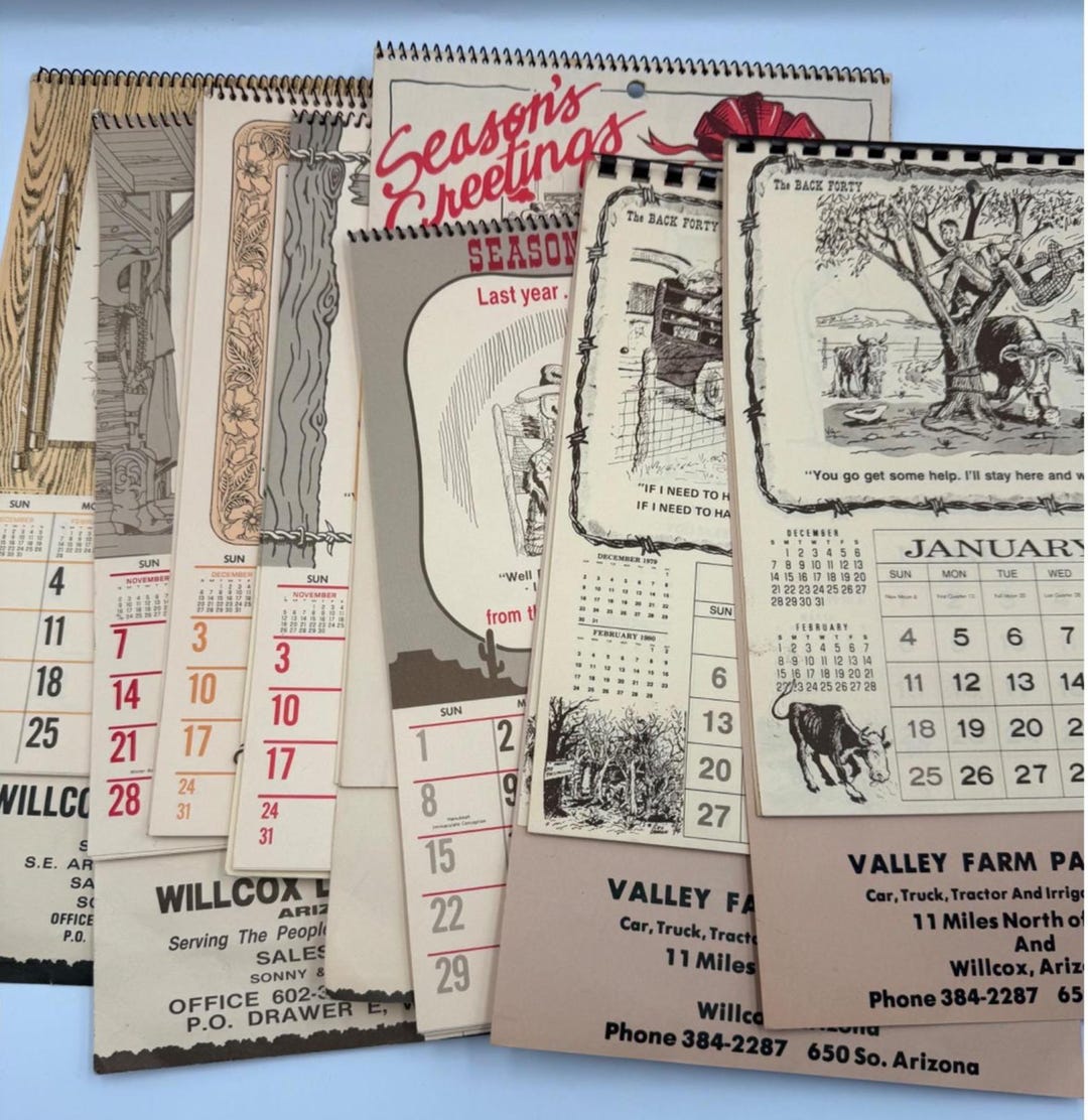 Vintage 1980’s Cowpoke and Western Themed Calendars EUC - Etsy
