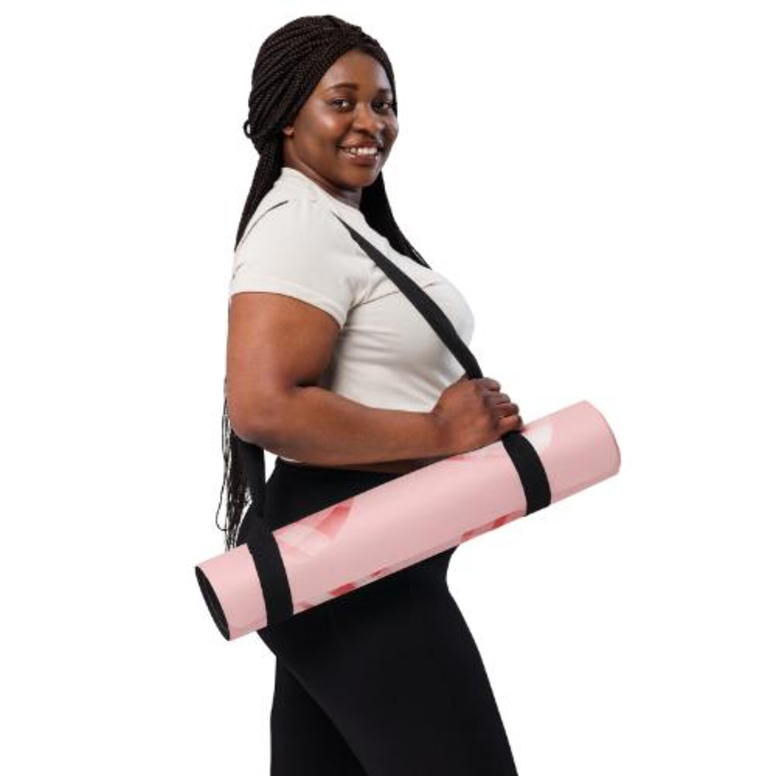 Pink Yoga Mat Bow Design Fitness Mat Pink and White Checker Ribbon Yoga ...
