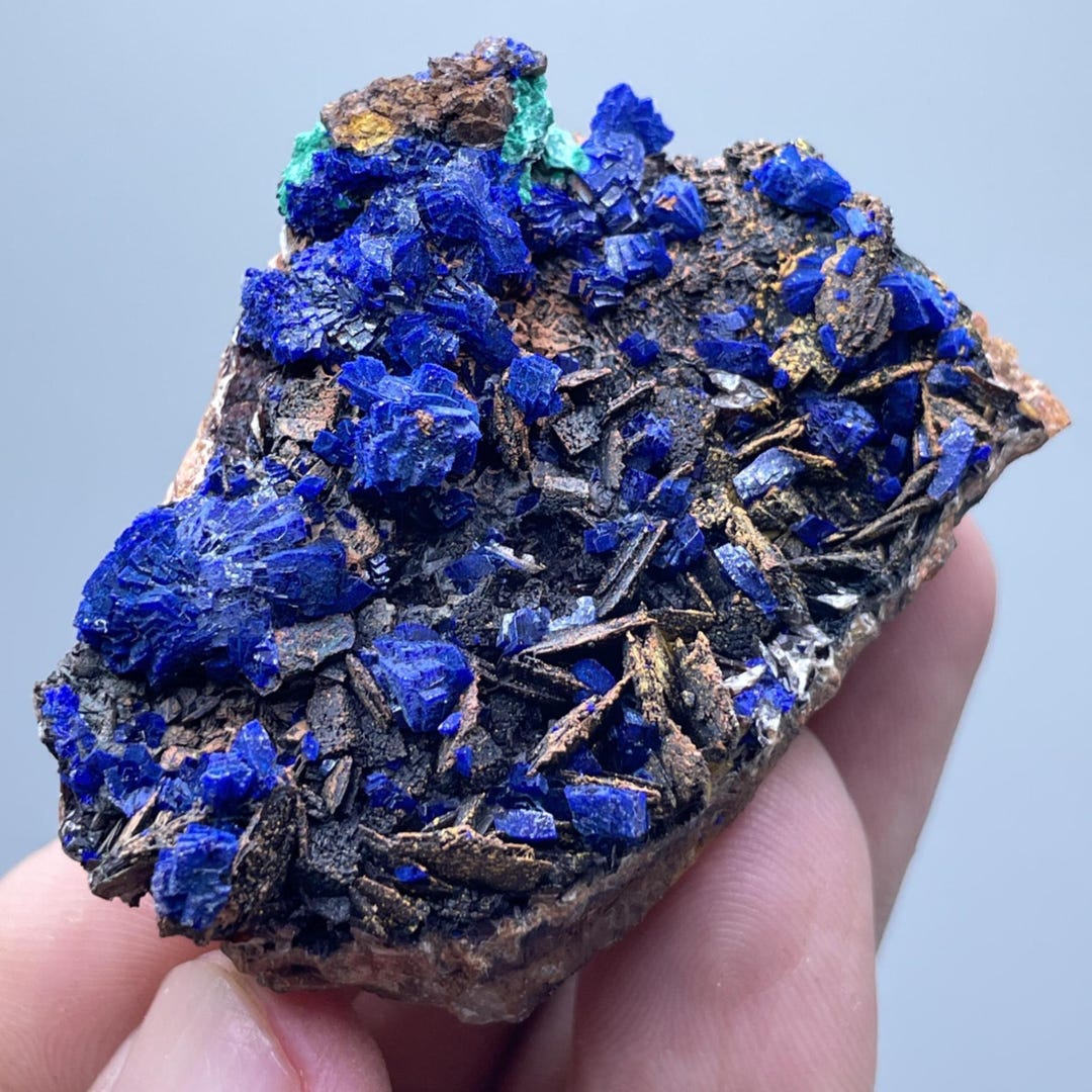 Azurite With Barite – Deep Blue Crystal Specimen From Morocco | Rare ...