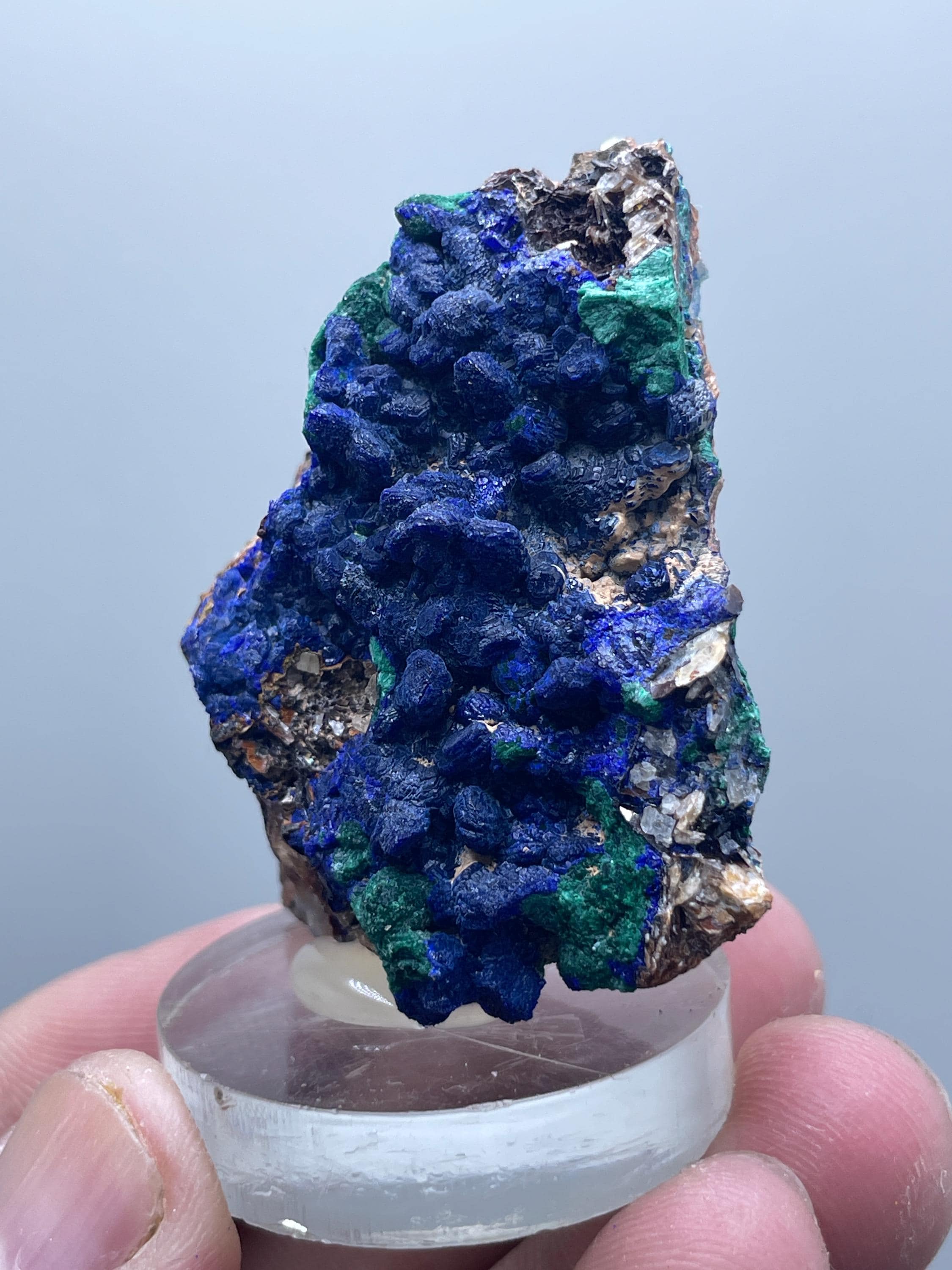 Azurite With Malachite – Deep Blue and Green Crystal Cluster From ...