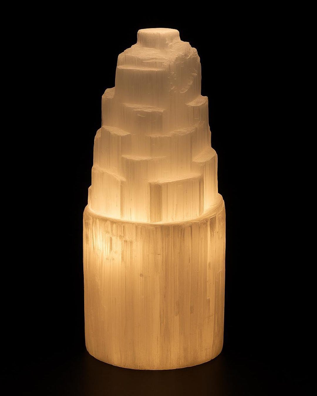 XL Selenite Tower Lamp From Morocco | Natural Carved Selenite Home ...