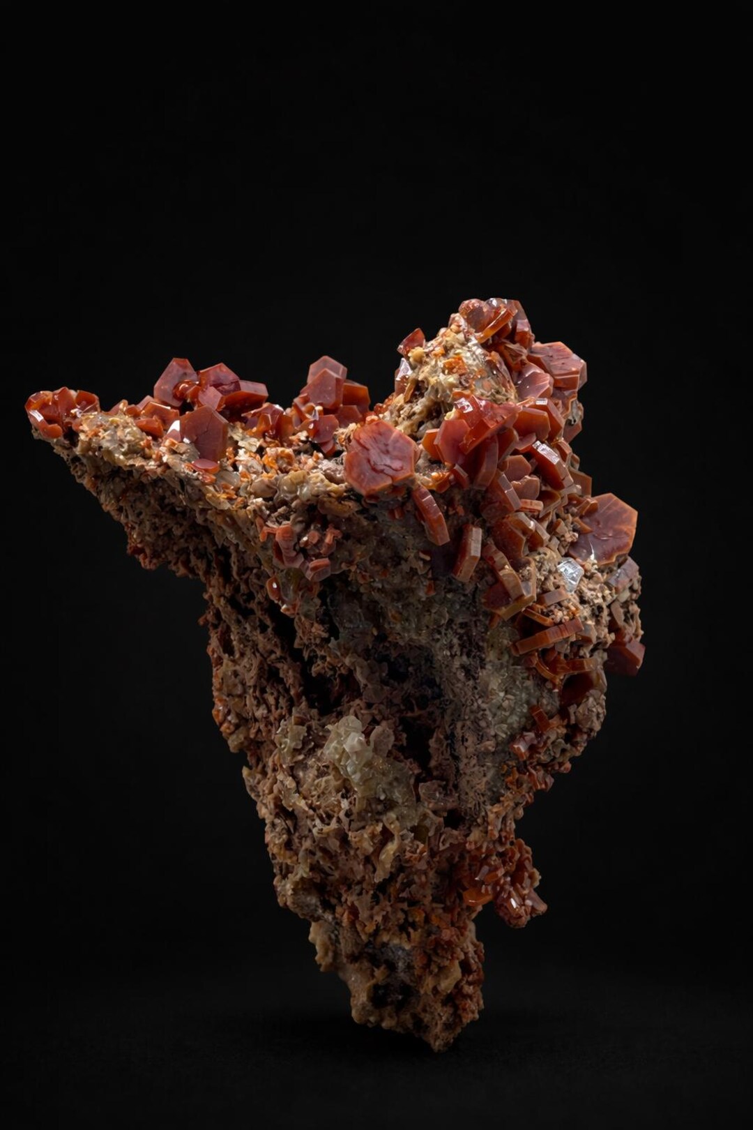 Vanadinite on Fossil Shell – Rare Red Crystal Formation From Morocco ...