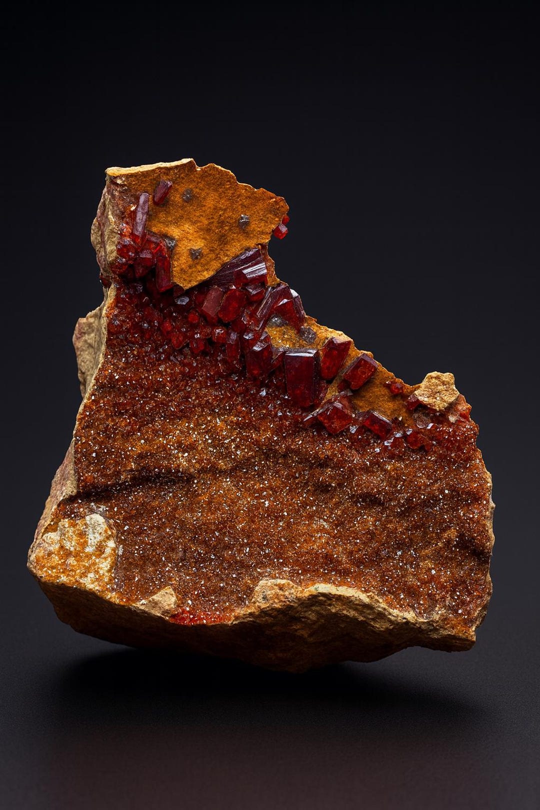 Tubular Vanadinite Crystal on Matrix – Rare Red Barrel-shaped Crystals ...