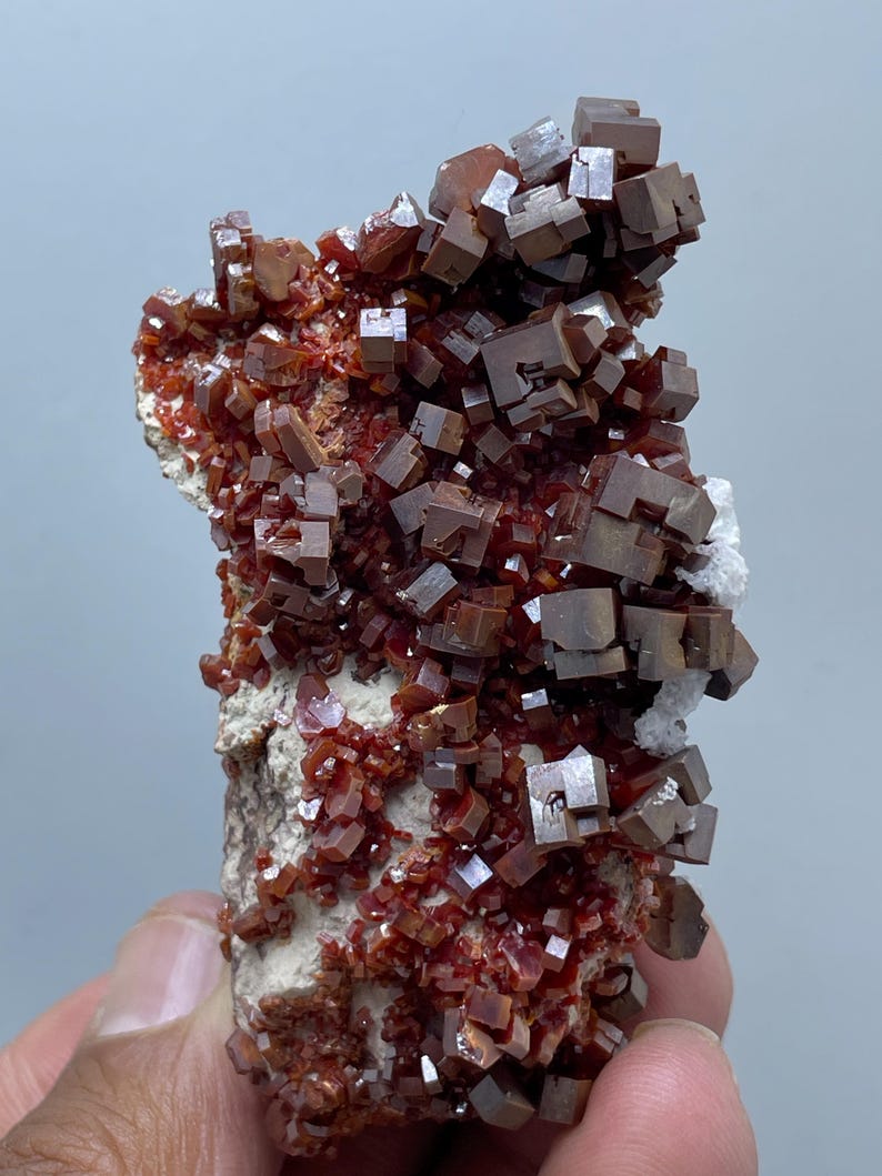 Cherry Red Vanadinite Mibladen Morocco Mineral Rare Hexagonal Crystal ...