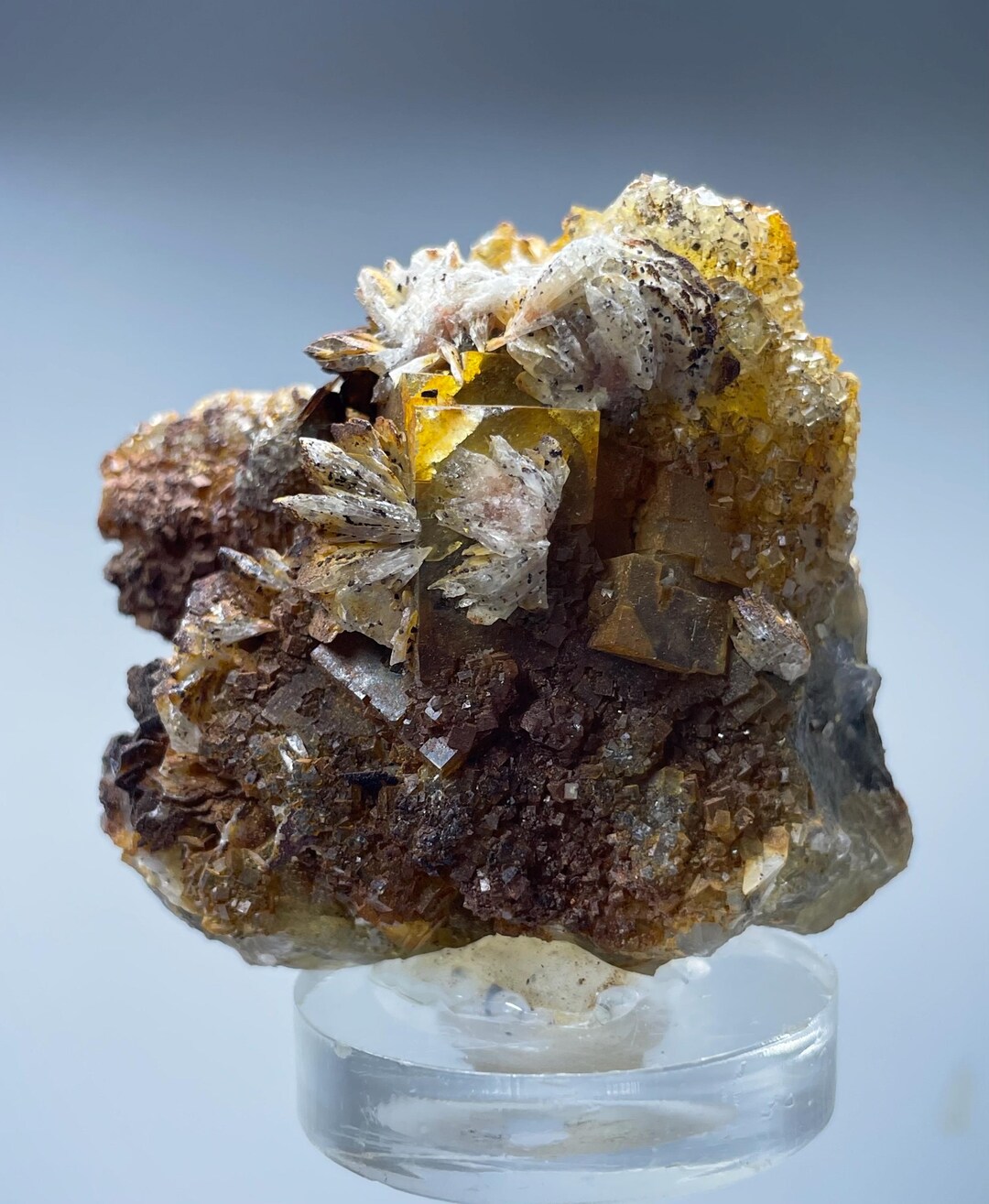 Fluorite Gemstone on Quartz With Barite Colorful Natural Healing ...