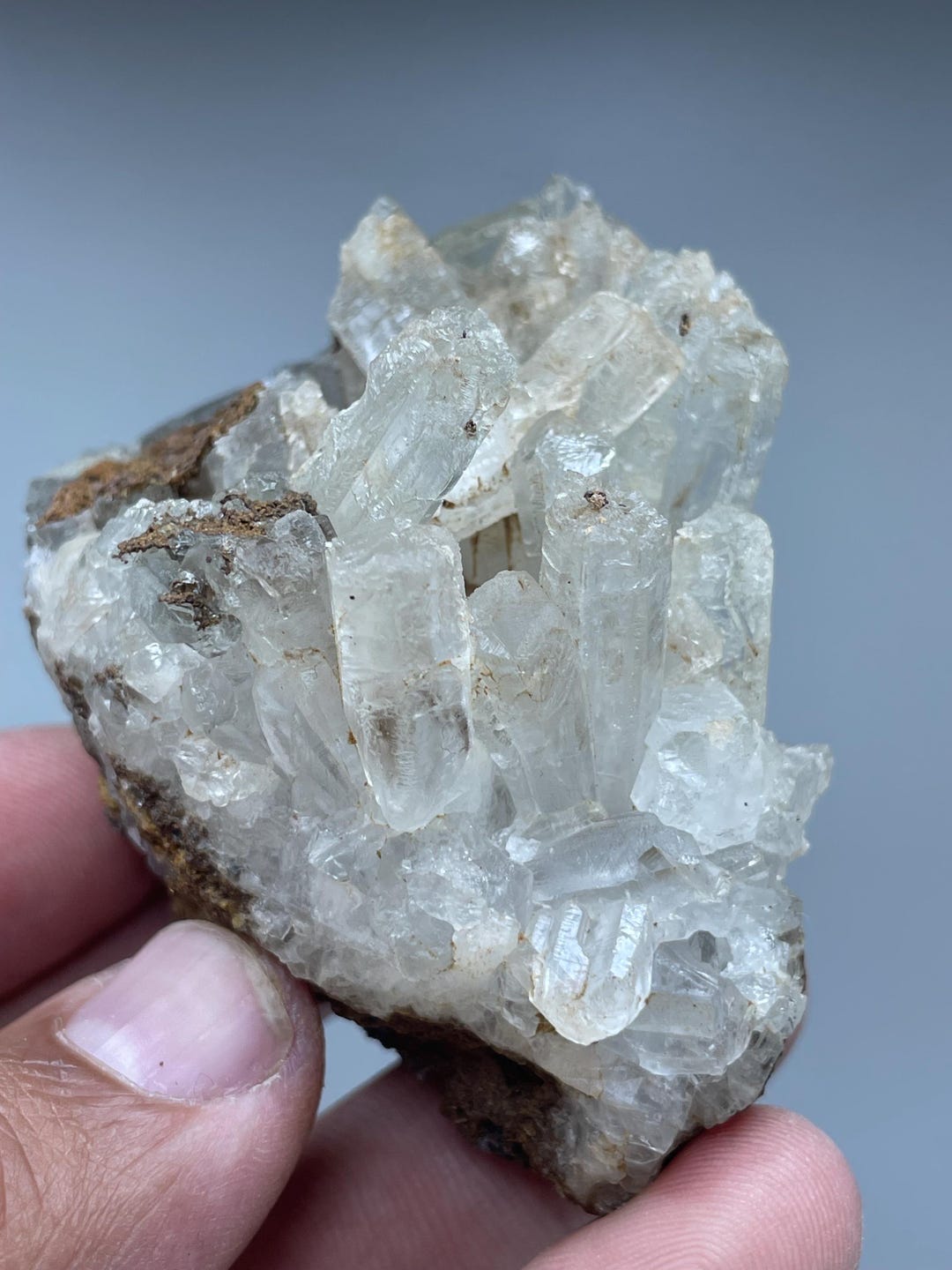 Clear White Aragonite on Mother Rock Crystal Cluster, Mineral Specimen ...