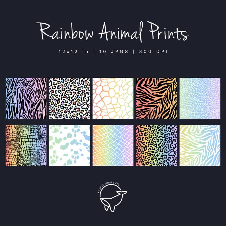 Rainbow Animal Prints | Animal Skin | Digital Paper Pack | Digital ...