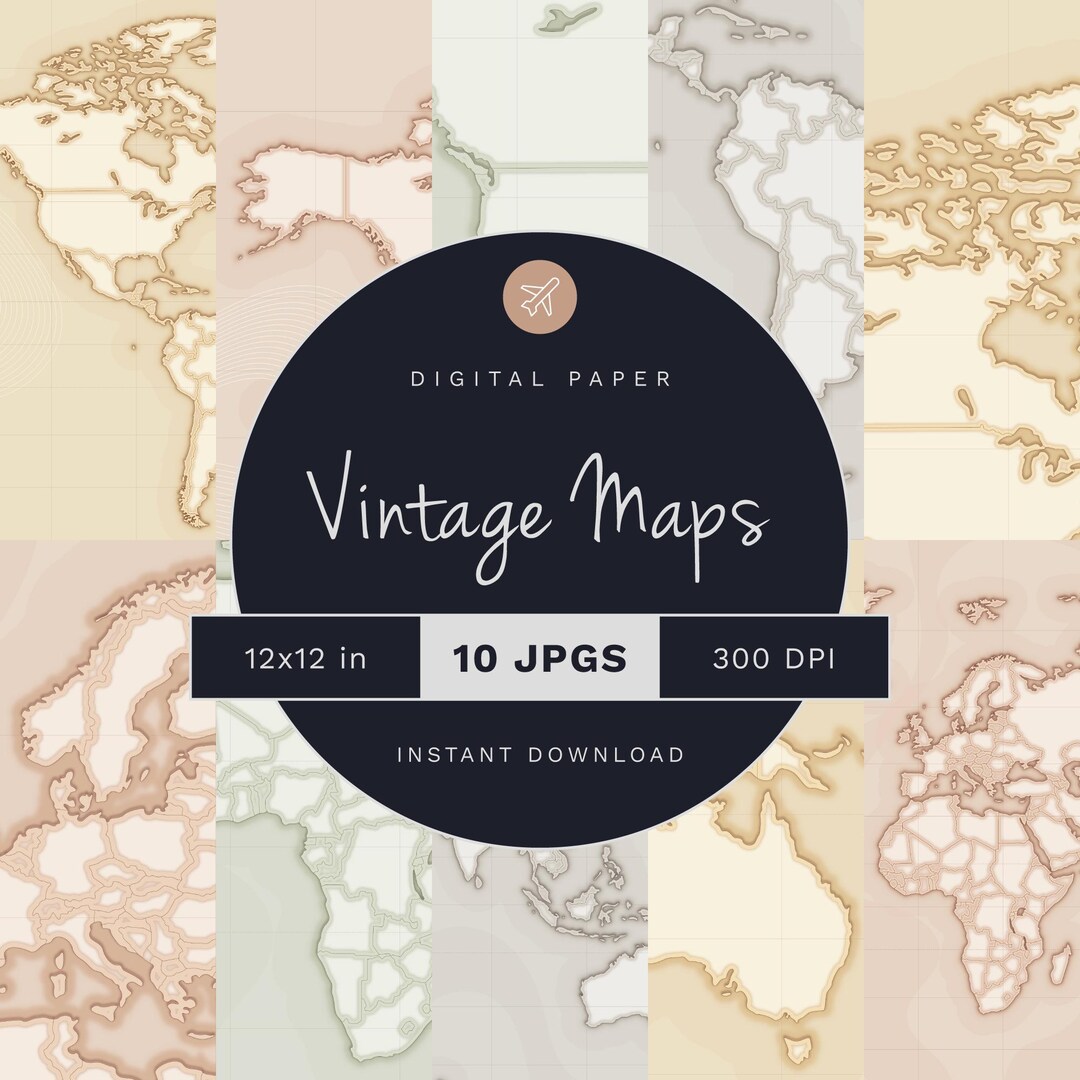 Vintage Maps | Travel Paper | Digital Paper Pack | Digital Scrapbooking ...