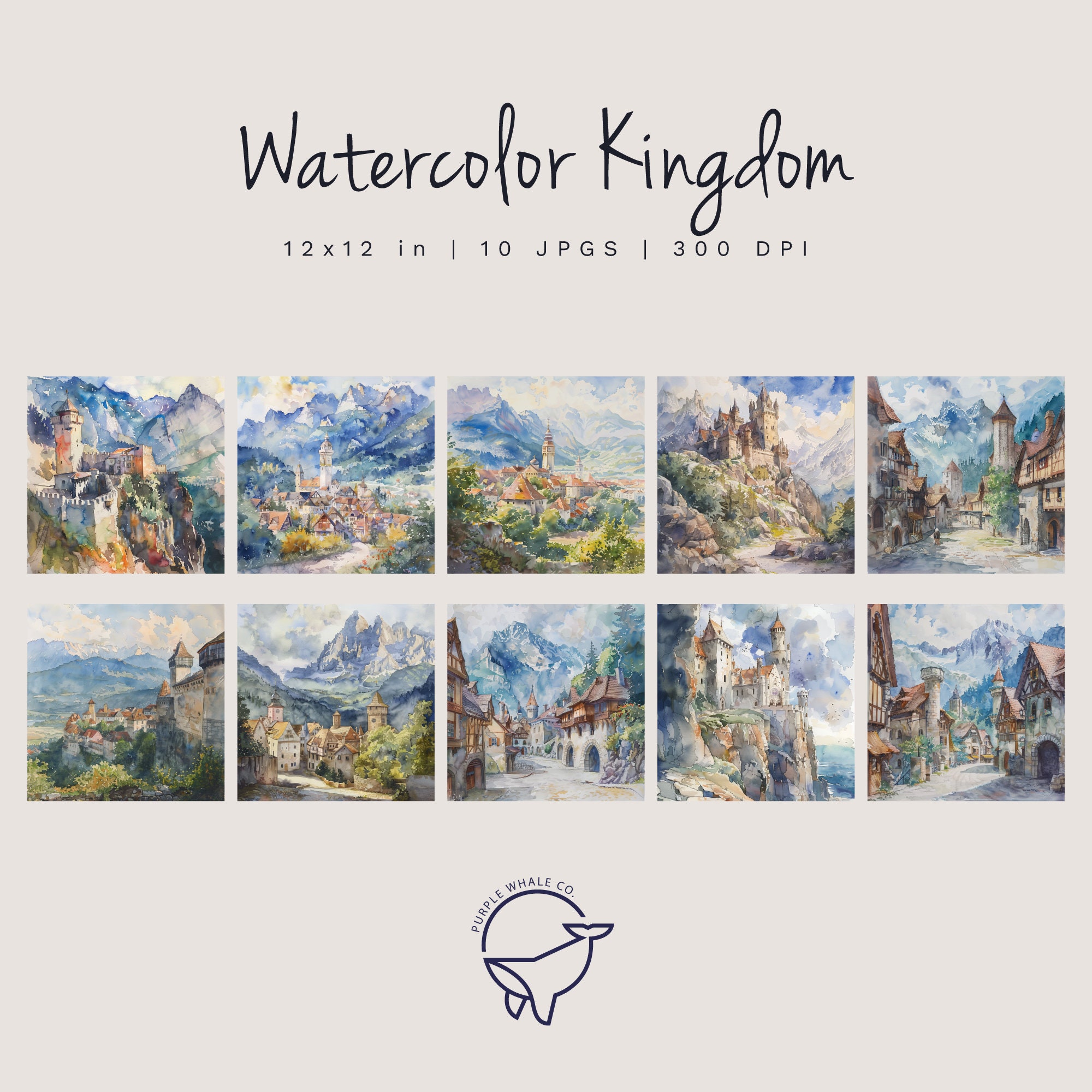 Watercolor Kingdom | Fantasy Paper | Digital Paper Pack | Digital ...