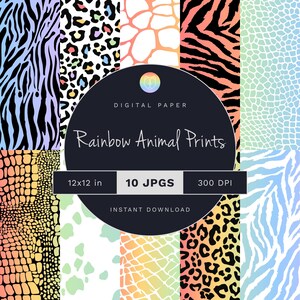 Rainbow Animal Prints | Animal Skin | Digital Paper Pack | Digital ...