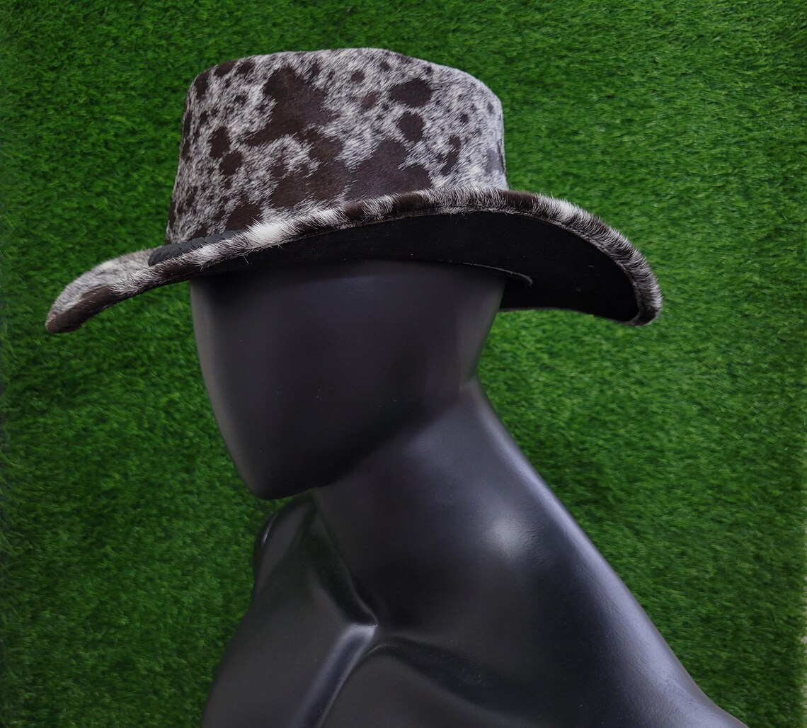 Real Cowhide Cowboy Hat - Genuine Leather Adjustable Strap, Unisex ...