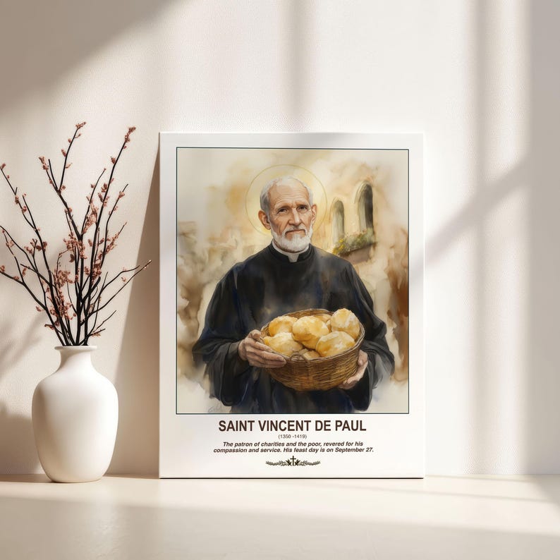 Saint Vincent Portrait | Catholic Saint Wall Art | Christian Gifts ...