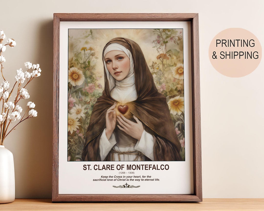 St. Clare of Montefalco Watercolor Painting | Catholic Wall Art ...