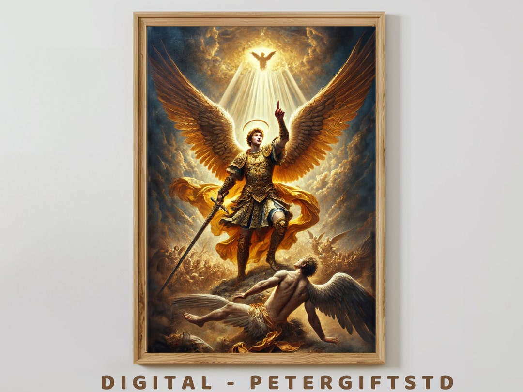 Triumph of the Archangel Michael, Catholic Prints, Digital Mural ...