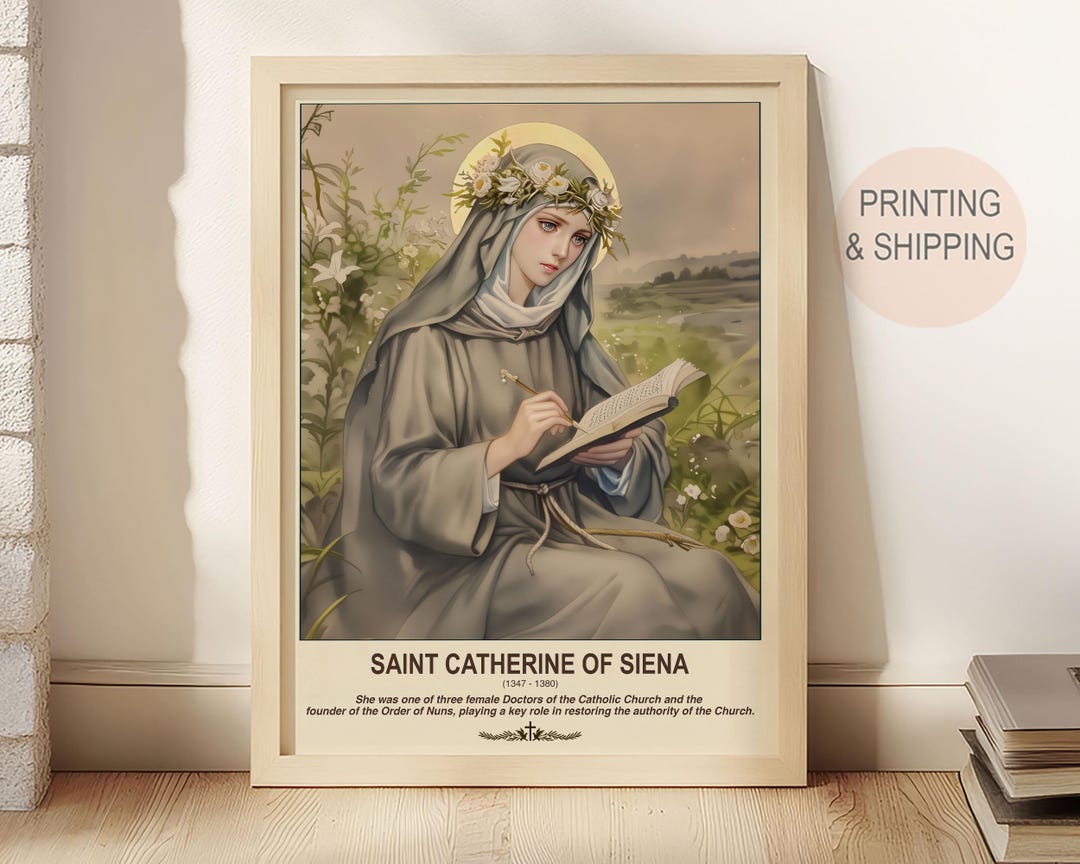 St. Catherine of Siena Print | Catholic Saint Wall Art | Patron Saint ...