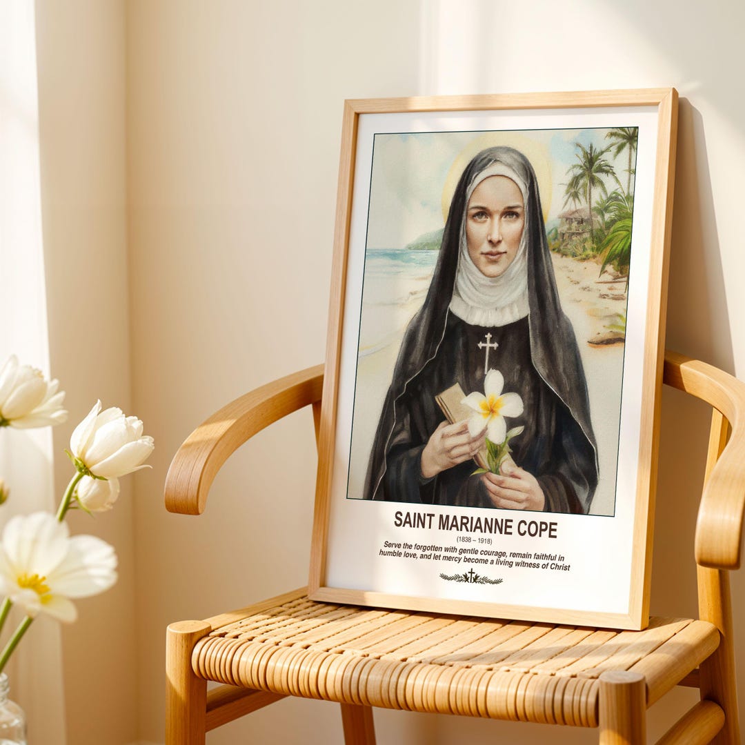 Saint Marianne Cope Catholic Wall Art Print | Nun Saint Portrait ...