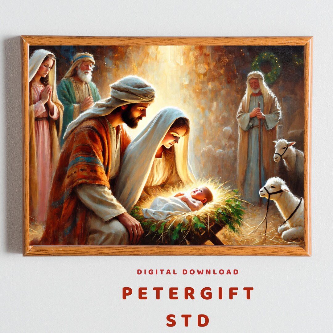 The Nativity of Christ, Catholic Prints, Digital Wall Art, Digital ...