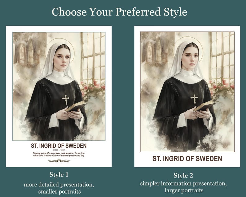 Saint Ingrid of Sweden Catholic Print | Inspirational Christian Wall ...