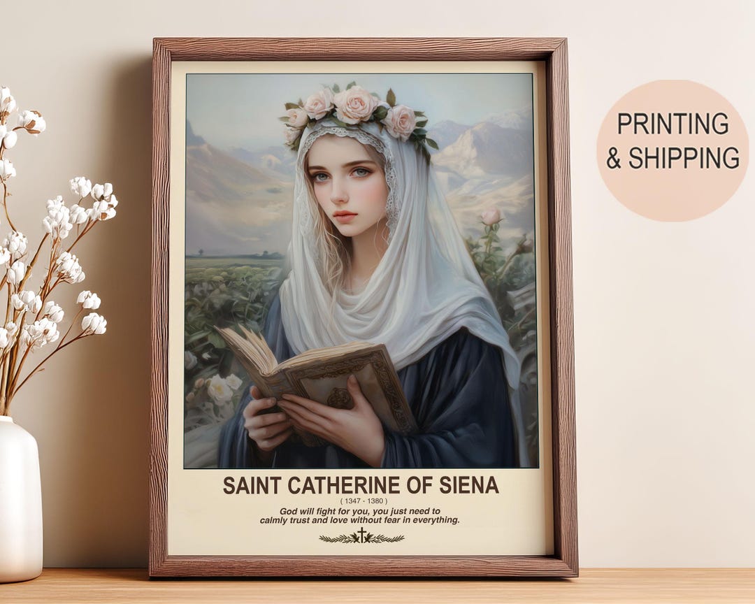 Saint Catherine of Siena Watercolor Portrait: Catholic Wall Art - Etsy