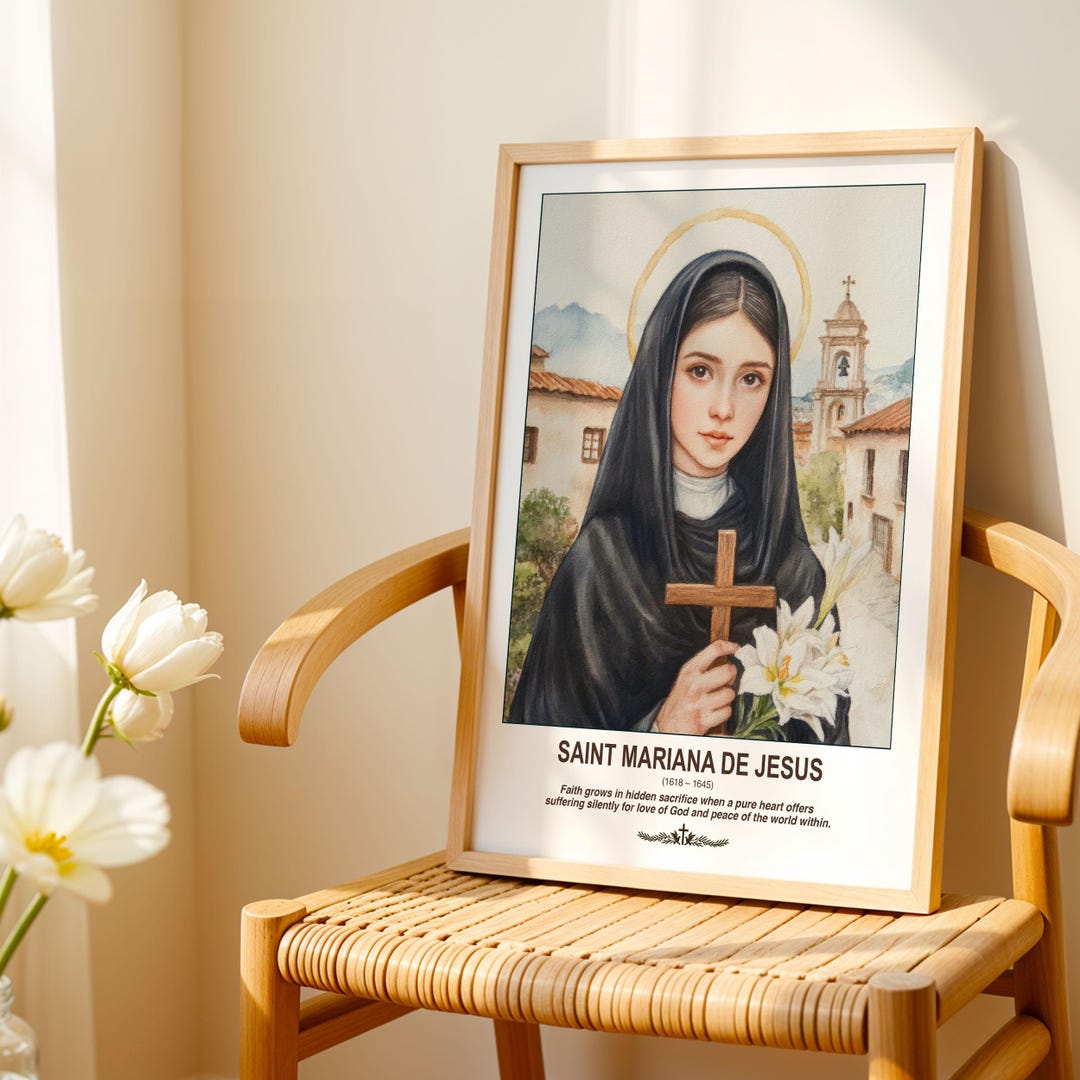 St. Mariana De Jesus Print | Catholic Saint Wall Art | Lily Cross Decor ...