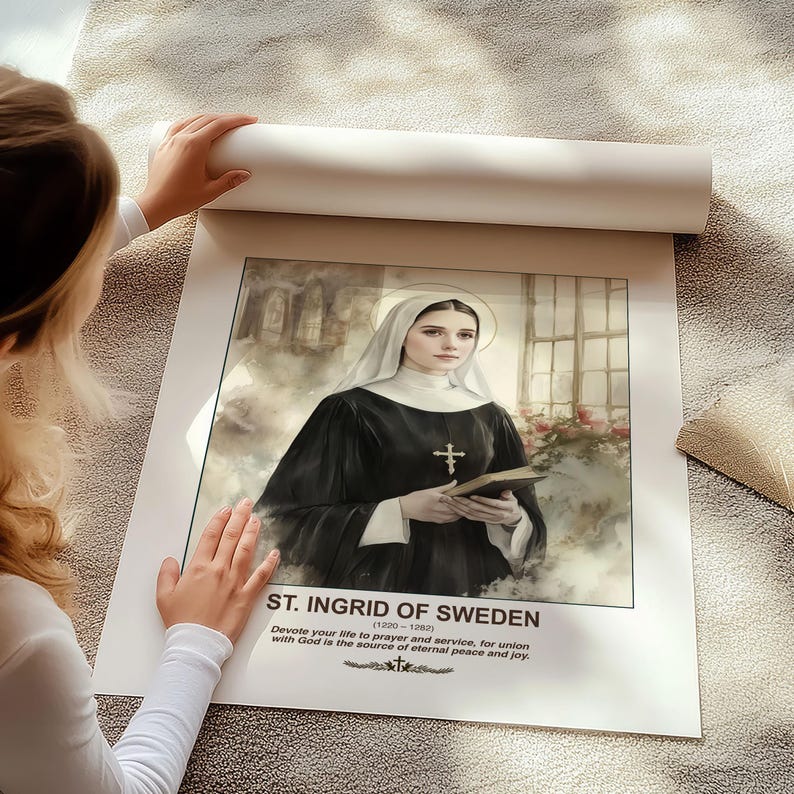 Saint Ingrid of Sweden Catholic Print | Inspirational Christian Wall ...