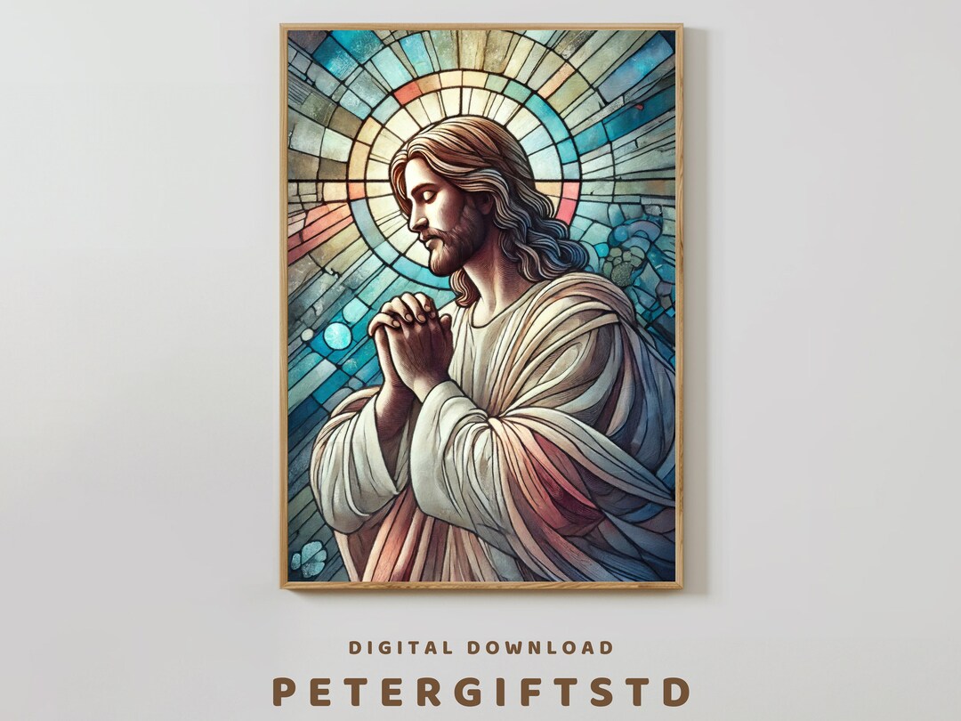 Prayer of Jesus Stained Glass Art, Christian Wall Art, Christian ...